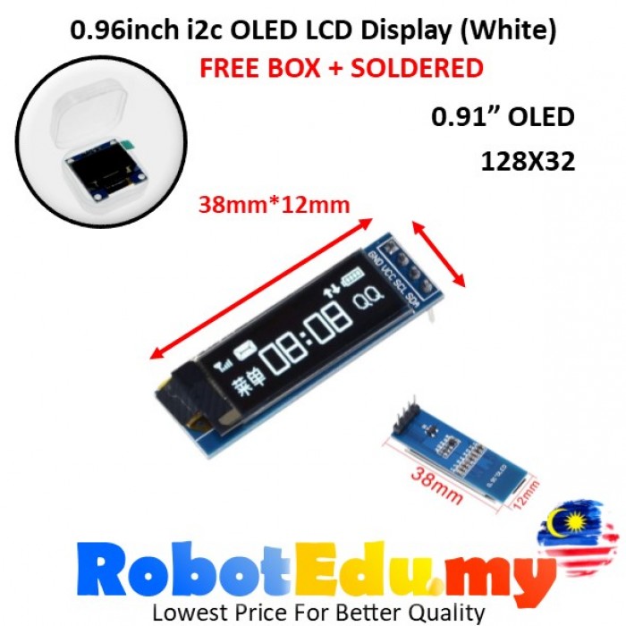 0.91" / 0.96" inch 128x32 128x64 I2C IIC OLED LCD LED White Graphic ...