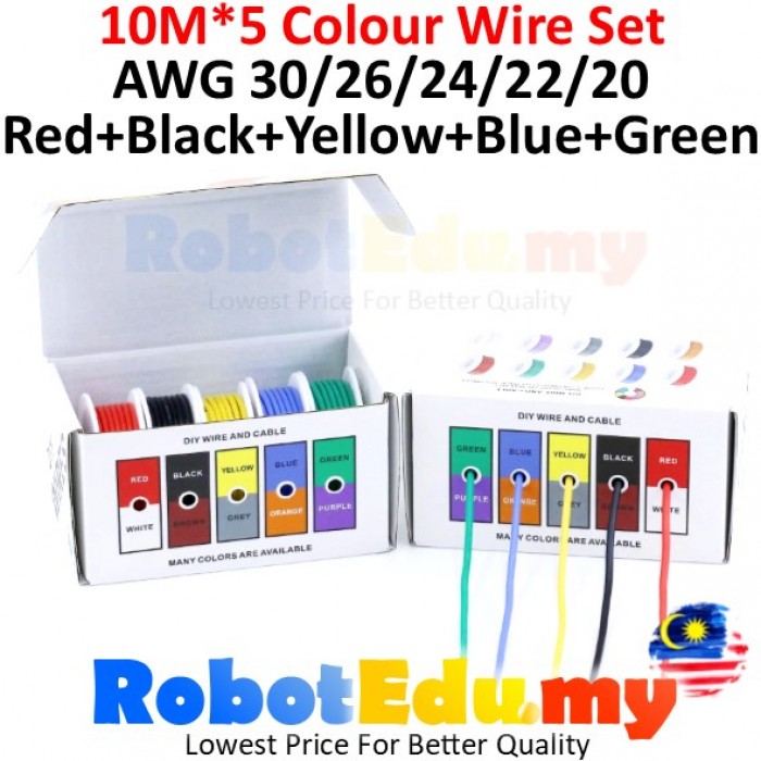 [50Meter+-] AWG 30/26/24/22/20 Multicore 5 Color Electrical Jumper ...