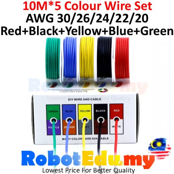 [50Meter+-] AWG 30/26/24/22/20 Multicore 5 Color Electrical Jumper ...