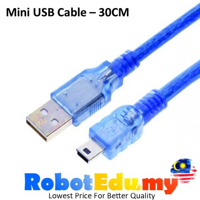 Mini USB Cable (30cm) to USB A Type for Arduino Nano Board