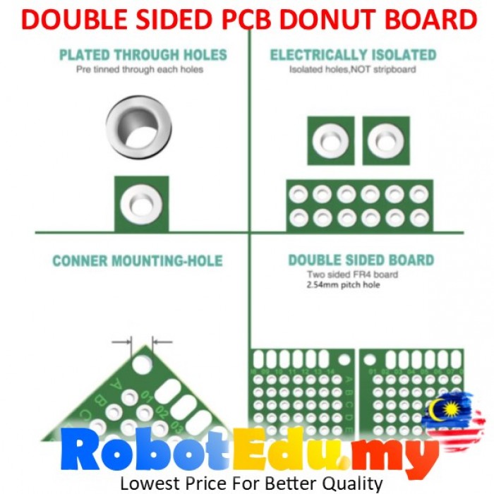 Double Sided Side Solder Soldering PCB Prototype Donut Board Green ...