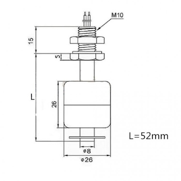 PP Float Switch M10 52mm Water Level Electric Detector Liquid Sensor ...