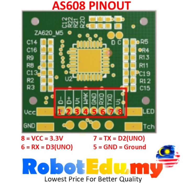 As608 Fingerprint Finger Print Thumbprint Reader Biometric Recognition Optical Sensor Module For 