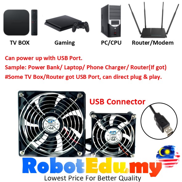 【BEST】 USB 8CM 12CM Cooling Fan for Router Wifi Modem TV Android Box PC ...