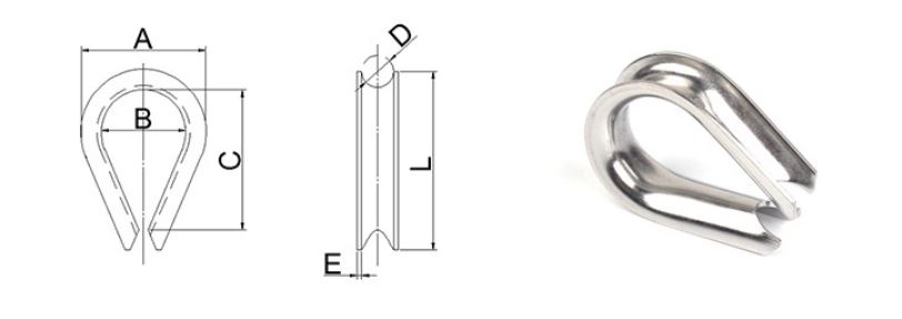 Stainless Steel Wire Rope Thimble Eye / Aluminium Cable Ferrule Stop ...