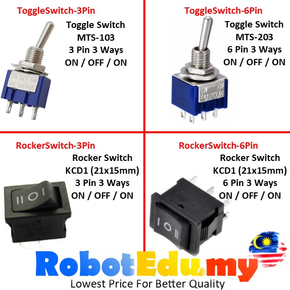 KCD1 21x15mm Rocker Switch / MTS-103 MTS-203 Toggle Switch 3 Ways ( On ...